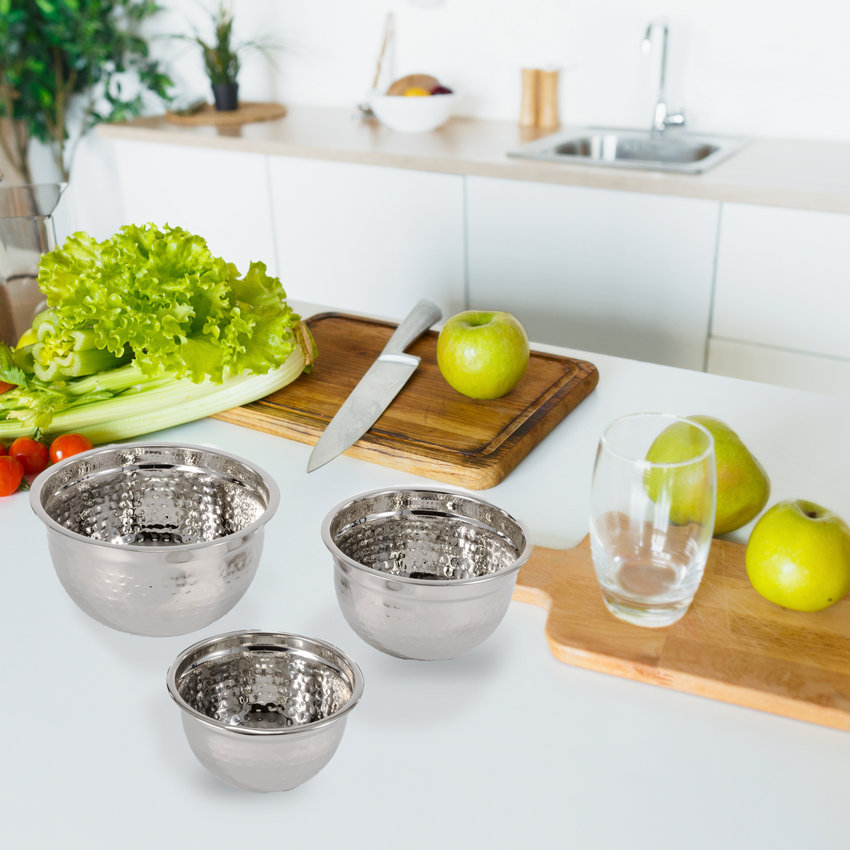 Stainless Steel Mixing Bowls Natural Finish Set of 3 – Sully Innovations
